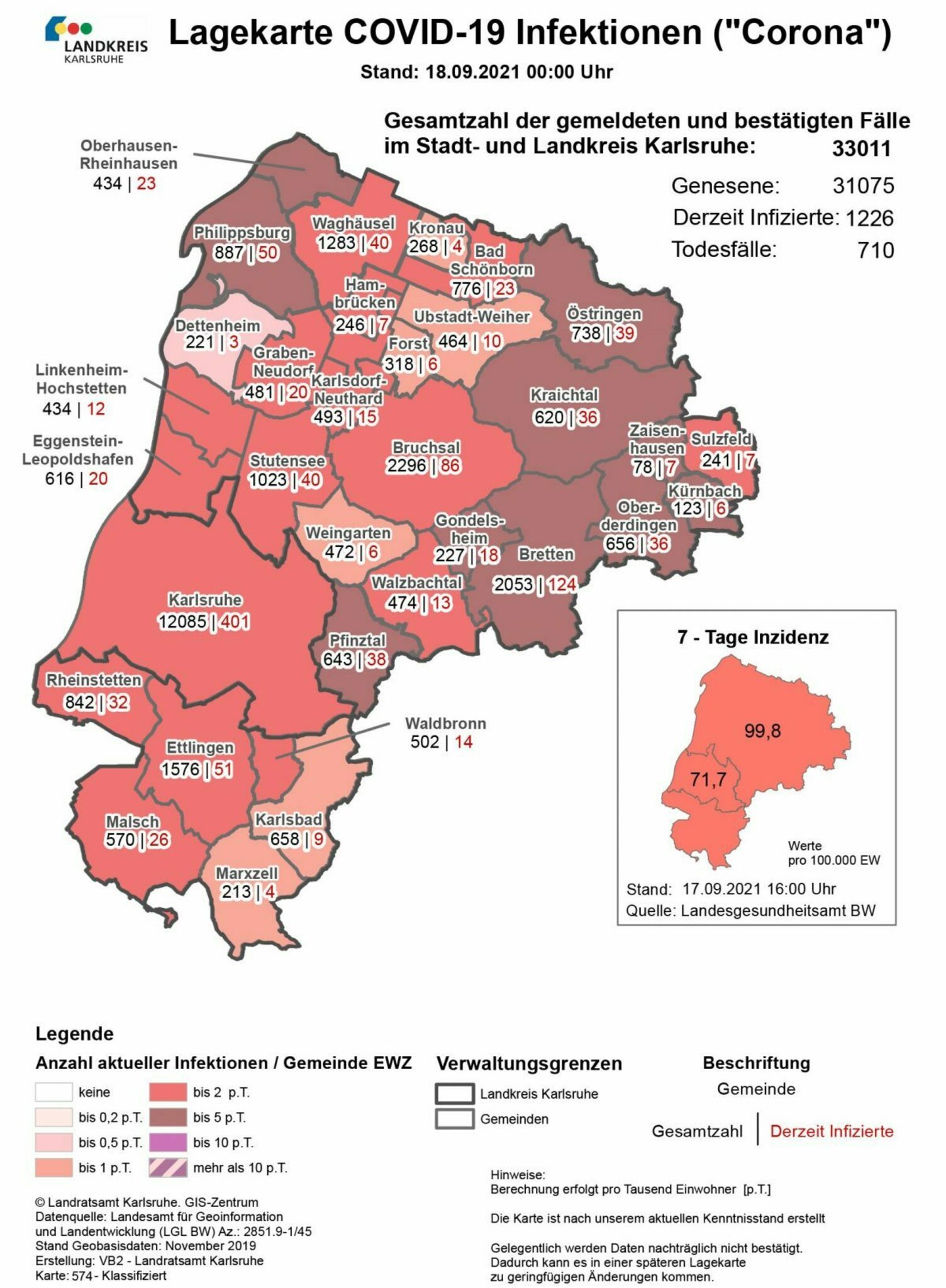 Coronazahlen in der Region (Stand 18. September)/204 Covid-19-Fälle in ...